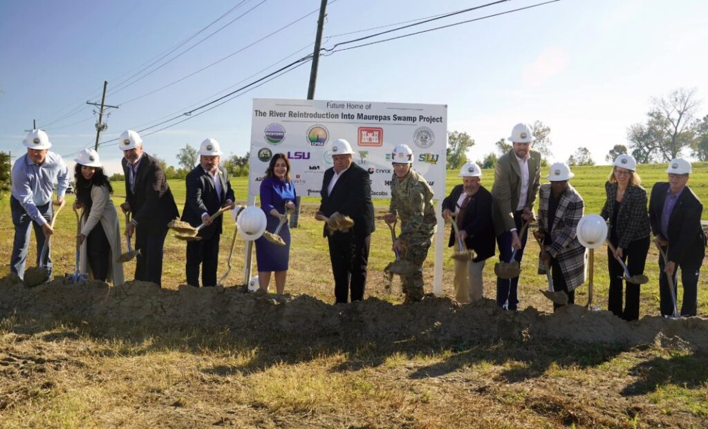 CPRA breaks ground on the Maurepas Swamp Project - Dredging Today